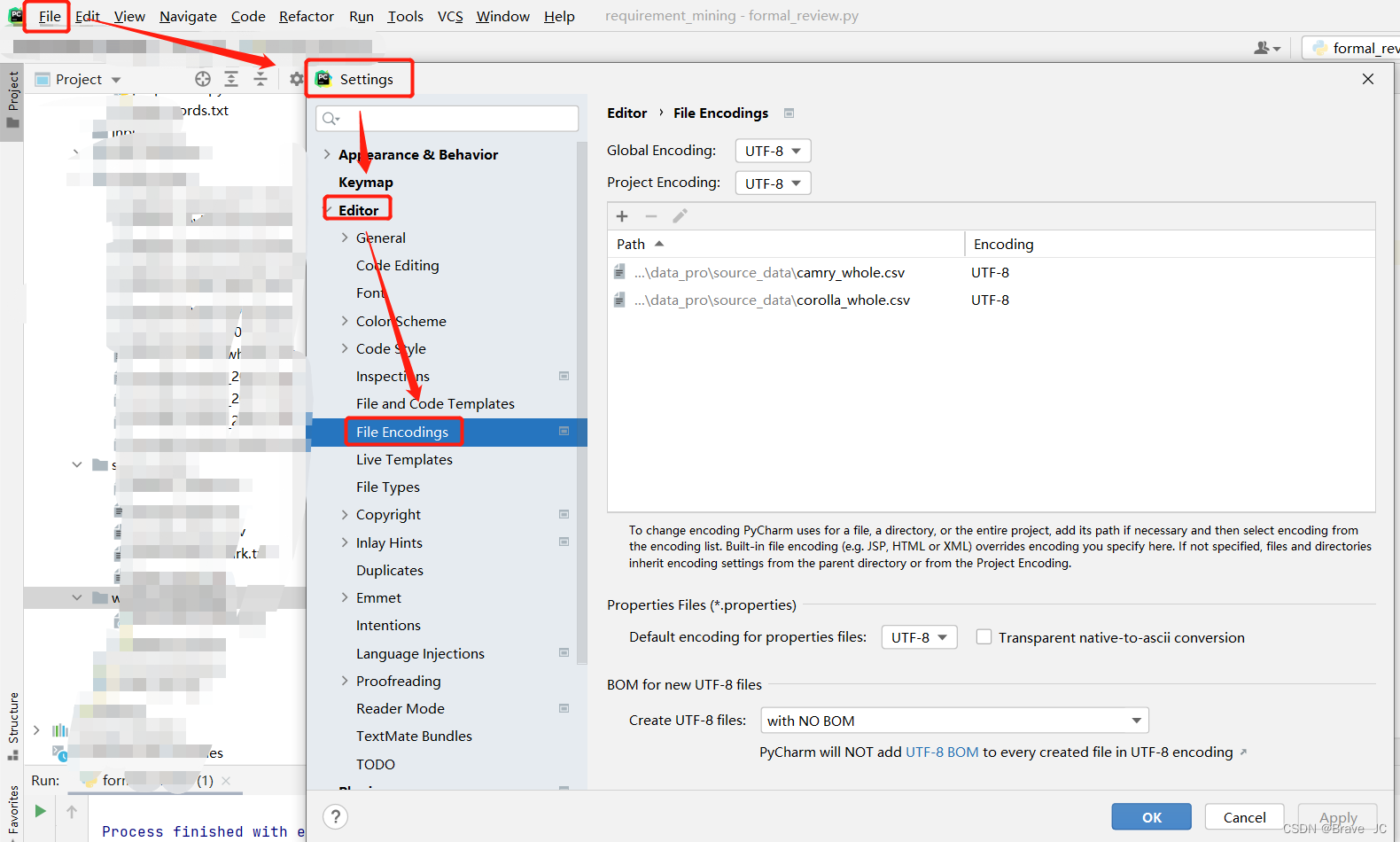 从excel转换成的csv文件，放到pycharm中显示编码错误——彻底解决此类编码解码问题_pycharm打开文件显示编码方式无法加载-CSDN博客