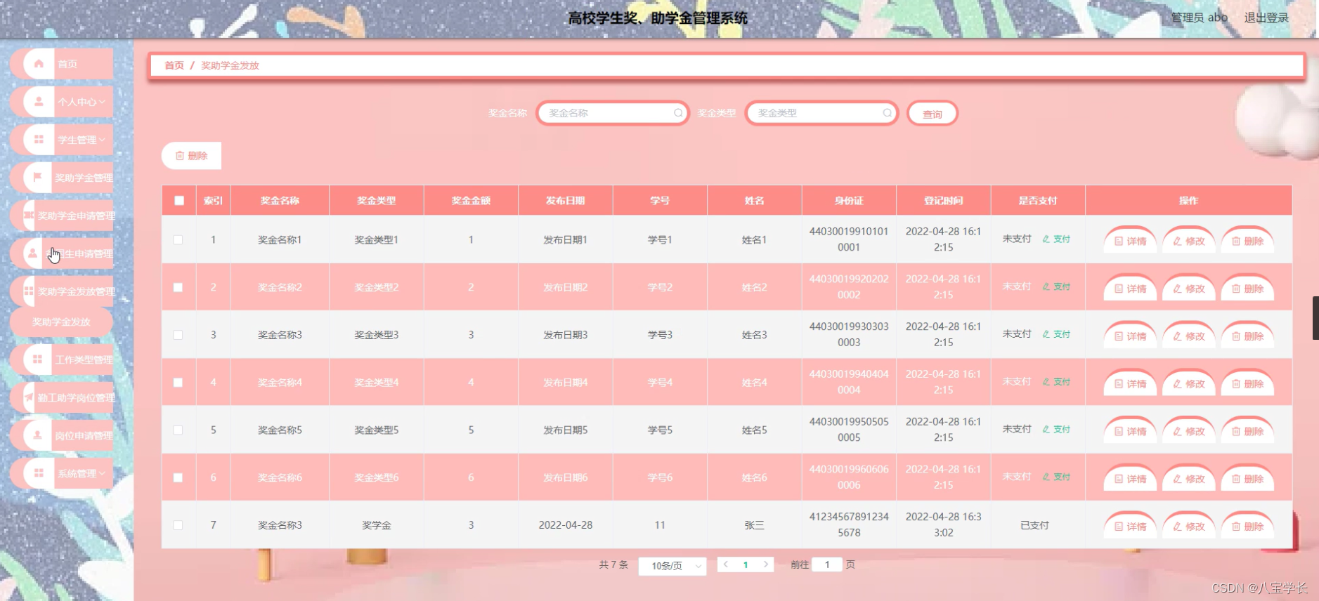 Springboot毕设项目高校学生奖、助学金管理系统t0v2ujava Vue Mybatis Maven Mysql Sprnig） Springboot Vue高校贫困 Csdn博客