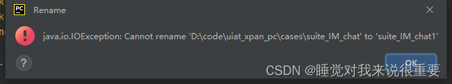 写Selenium时，PyCharm修改包名时上报java.io.IOException:Cannot rename ‘xxx‘ to ‘xxx‘_睡觉对我来说很重要的博客-CSDN博客