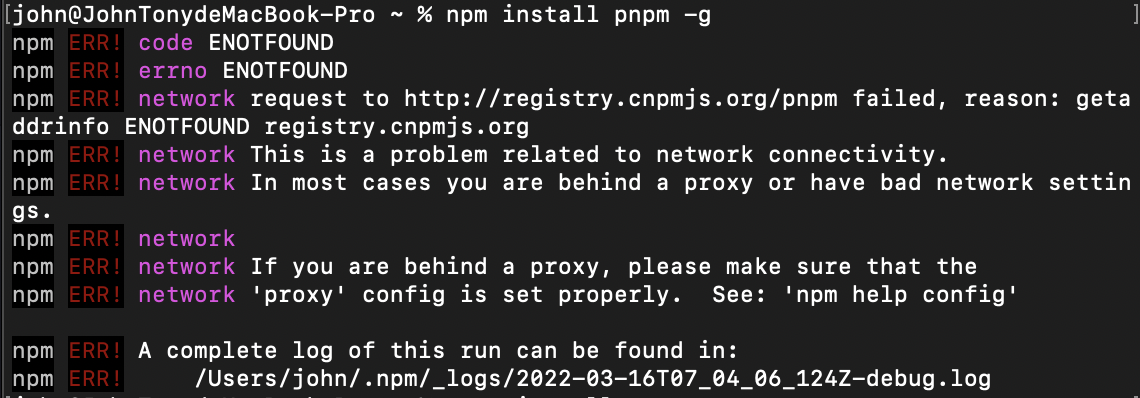 Pnpm安装报错request To Pnpm Failedpnpm Registry Csdn博客 