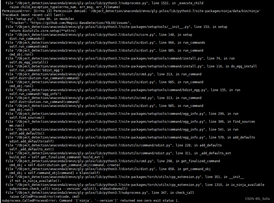  subprocess CalledProcessError Command ninja version