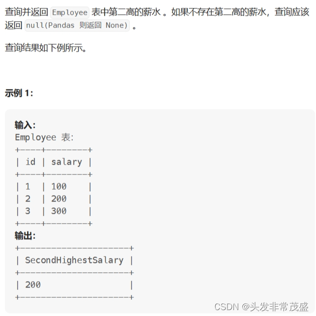 力扣176 第二高的薪水 题解 Csdn博客 1010