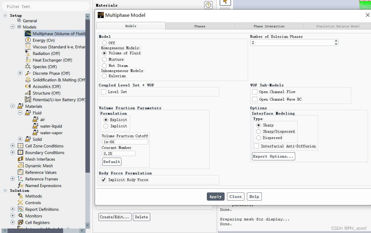 ANSYS 2022R1 Fluent 水沸腾 VOF模型设置_隐式体积力-CSDN博客
