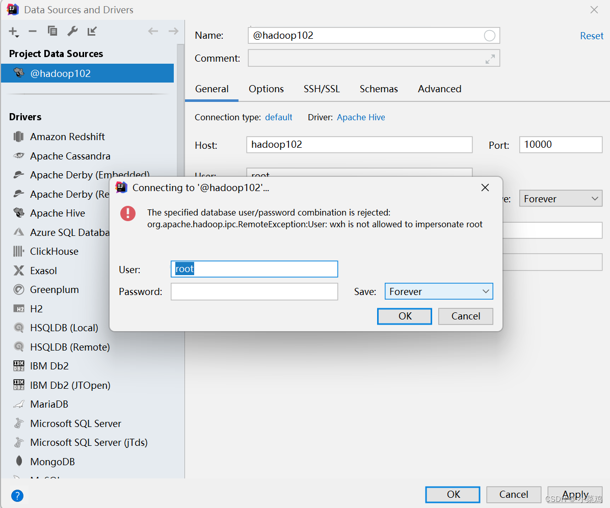 idea连不上hive_idea连接hive数据库失败-CSDN博客