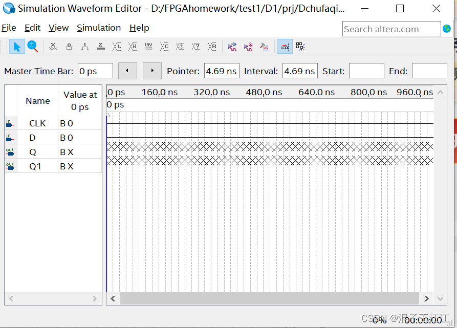 Quartus中运用多种方式设计一个D触发器，并进行仿真，时序波形验证_quartus的node finder-CSDN博客