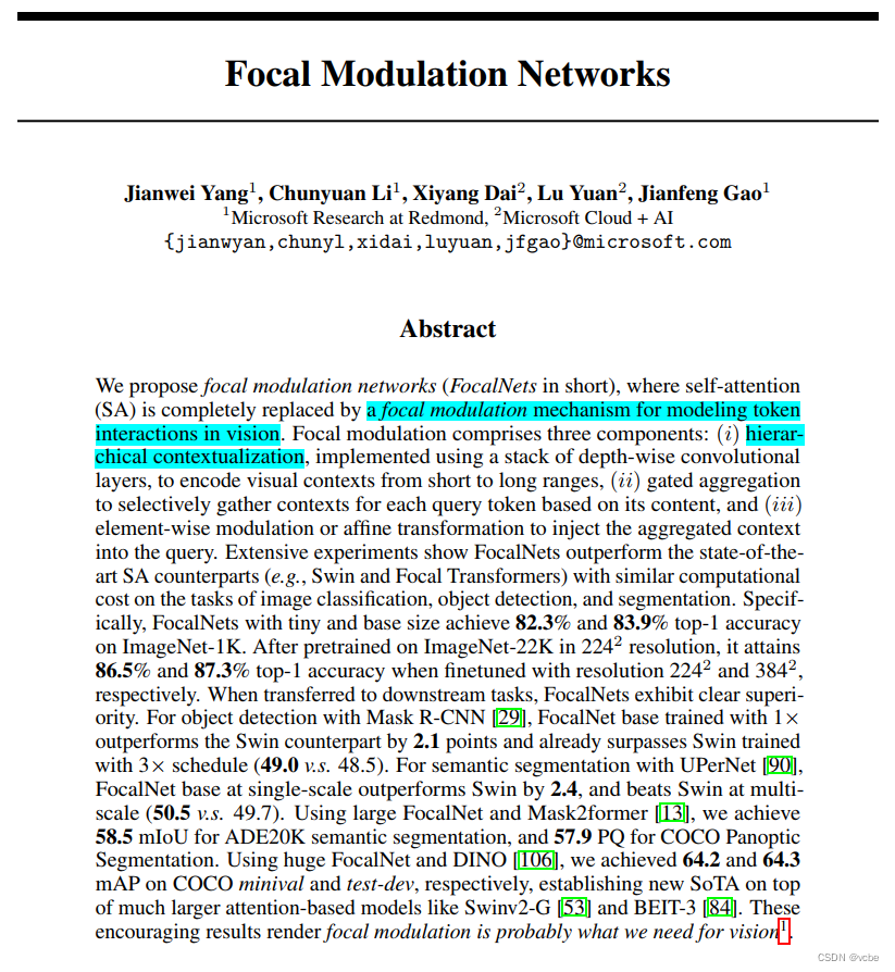 【Focal Net】NeuralPS2022 论文+代码解读 Focal Modulation Networks_focalnet-CSDN博客