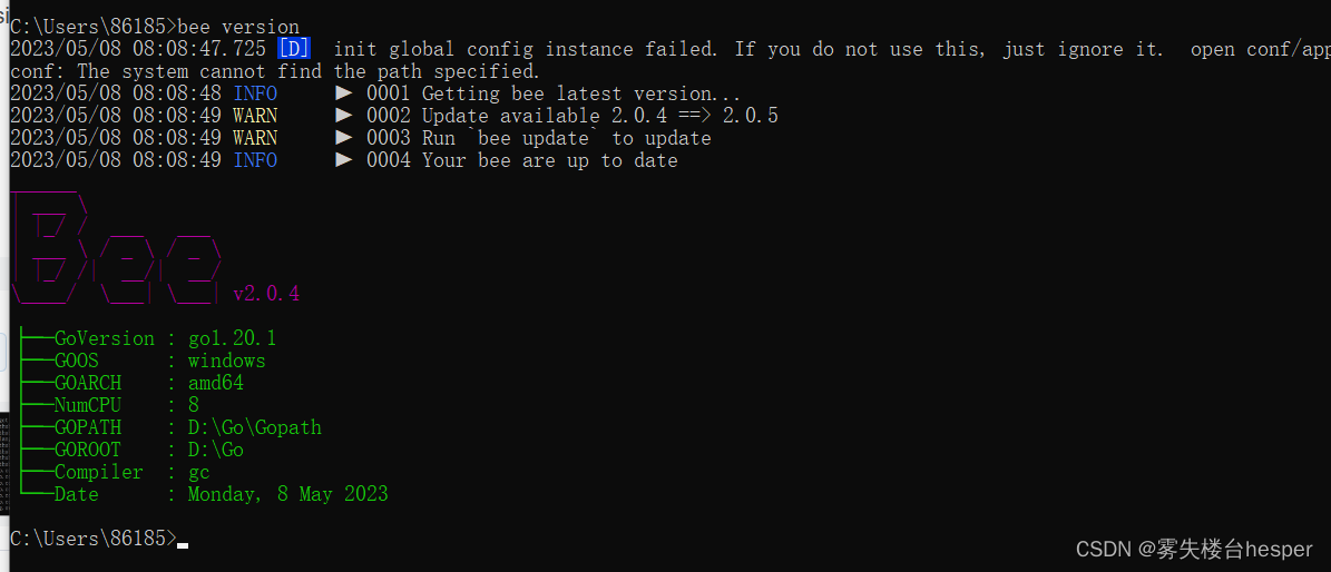 安装bee工具，创建新的项目-CSDN博客