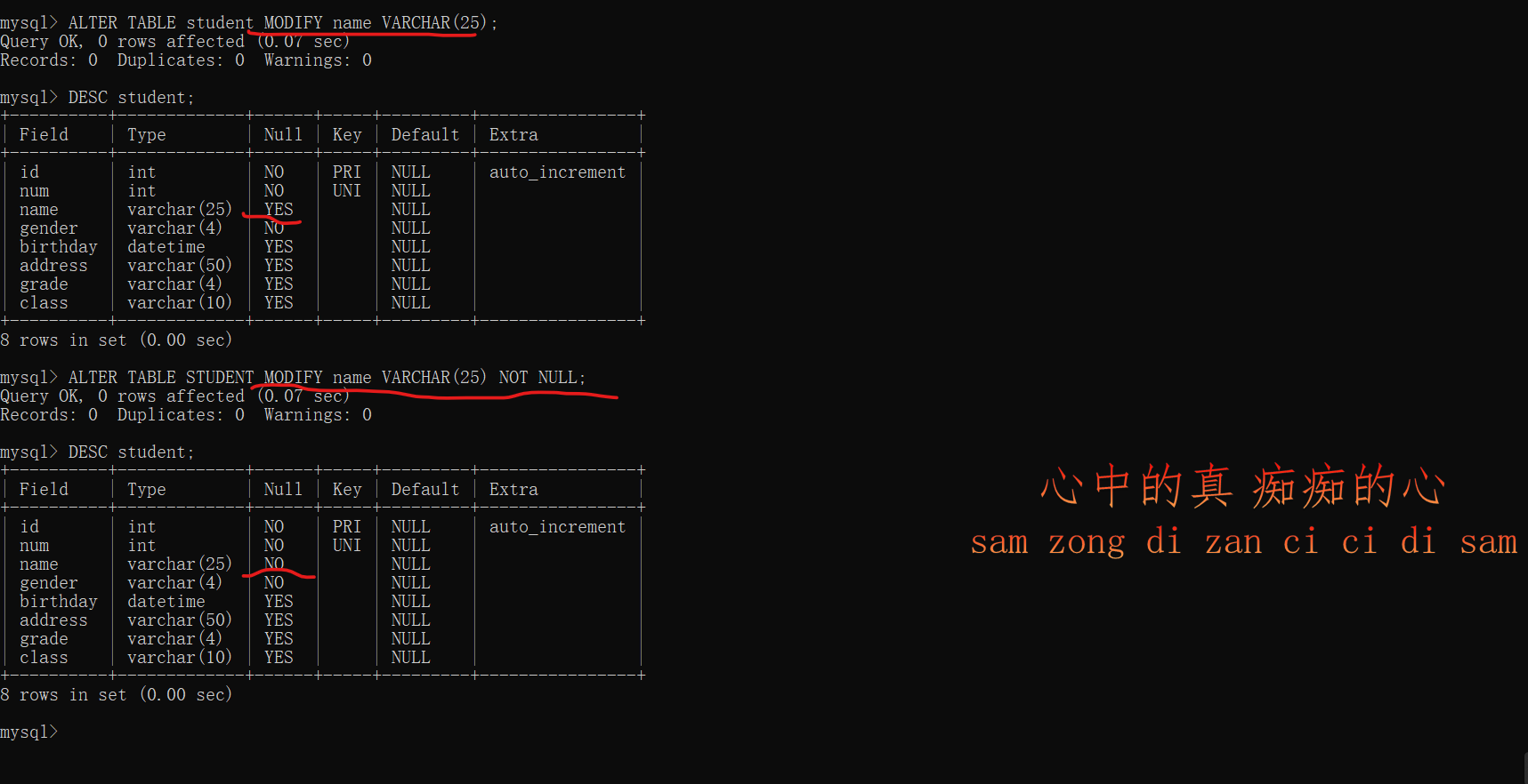 MySQL 002： 表操作实例_将student表中所有学生的地区字段的内容在原来的数据后加上省或市3个字,使用mysql-CSDN博客