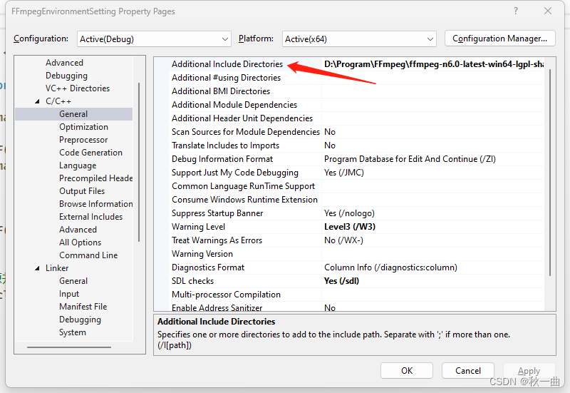 【FFmpeg问题】windows 配置visual studio 2022 FFmpeg 开发环境详细步骤_ffmpeg visual studio-CSDN博客