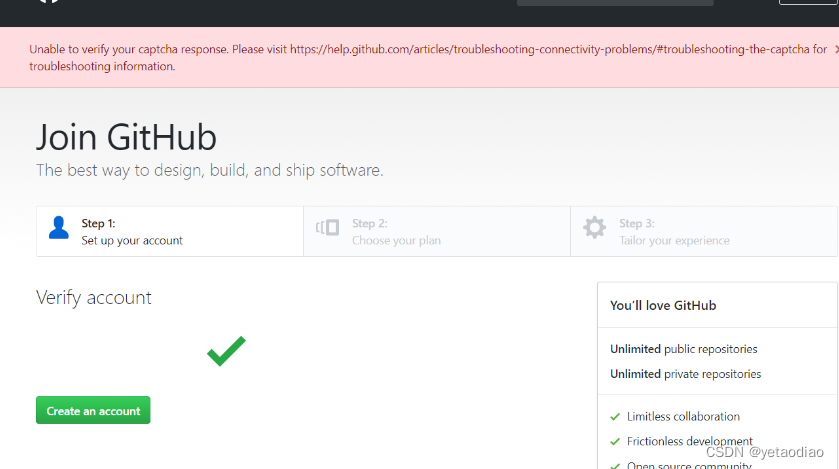 github创建账号第一步始终出错_password cannot include your login-CSDN博客