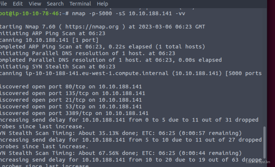 tryhackme-nmap_“syn scan”的帮助菜单中列出的第一个开关是什么(稍后会详细介绍!)?-CSDN博客