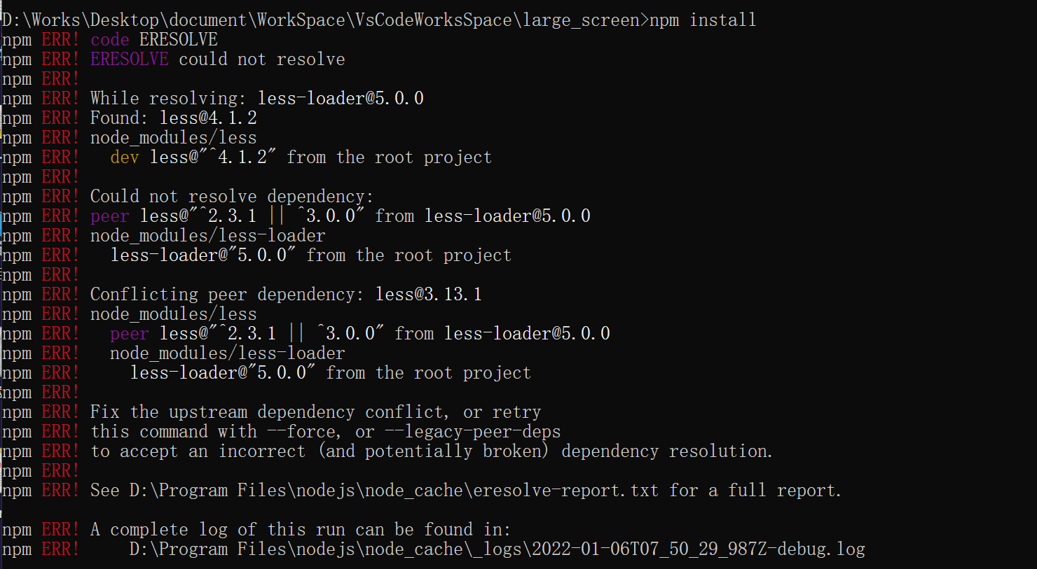 vue项目出现的问题：ERESOLVE could not resolve-CSDN博客