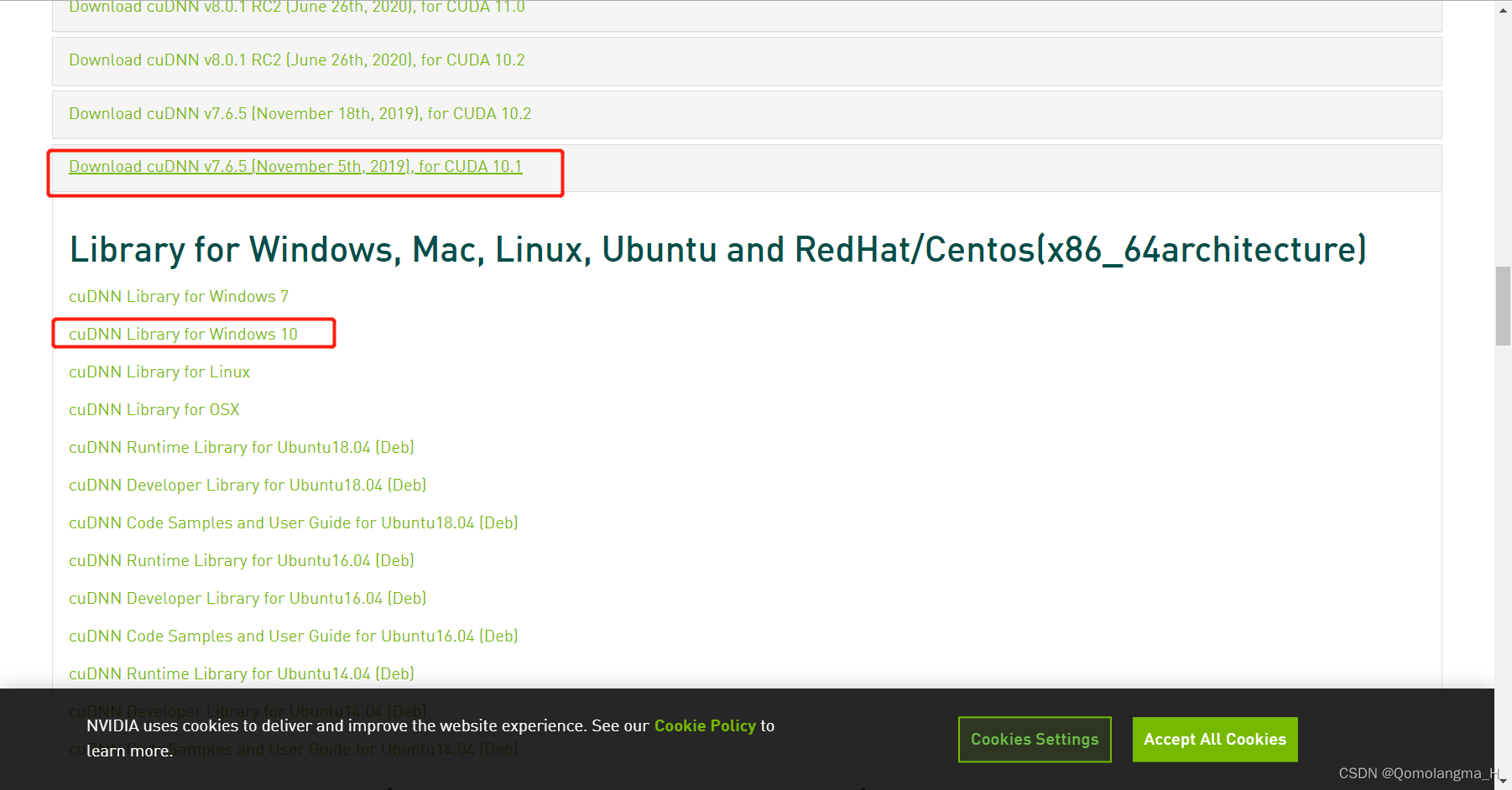 【2022超详细版】Win10安装cuda（10.1、11.7）+cuDNN（7.6.5、8.5.0）+tensorflow(gpu版)+pytorch（gpu版）_cudnn7.6.5-CSDN博客