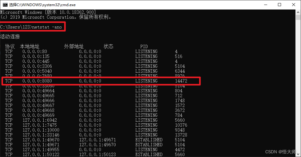 解决 Port `8080` is already in use 问题_port 8080 was already in use.-CSDN博客