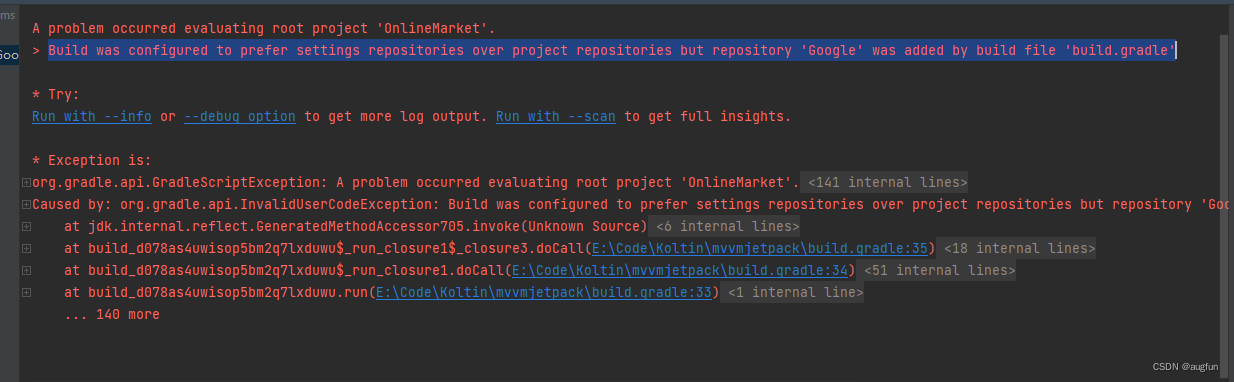 Build was configured to prefer settings repositories over project ...