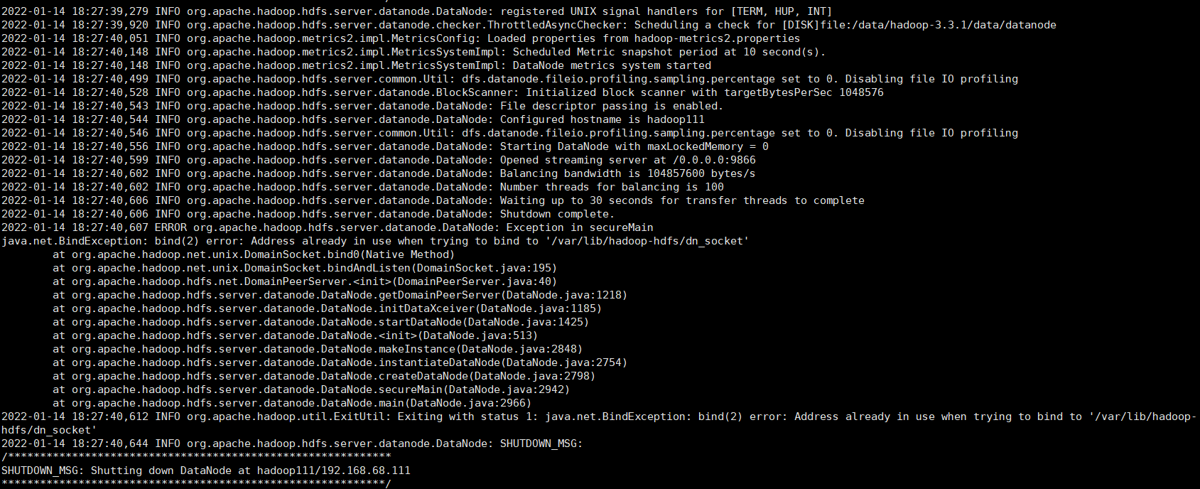 Error Org Rver Datanode Datanode Exception In