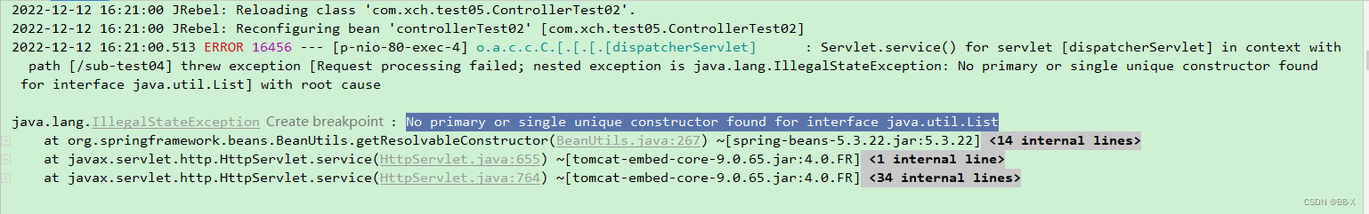 请求500失败-No primary or single unique constructor found for interface xxx-CSDN博客