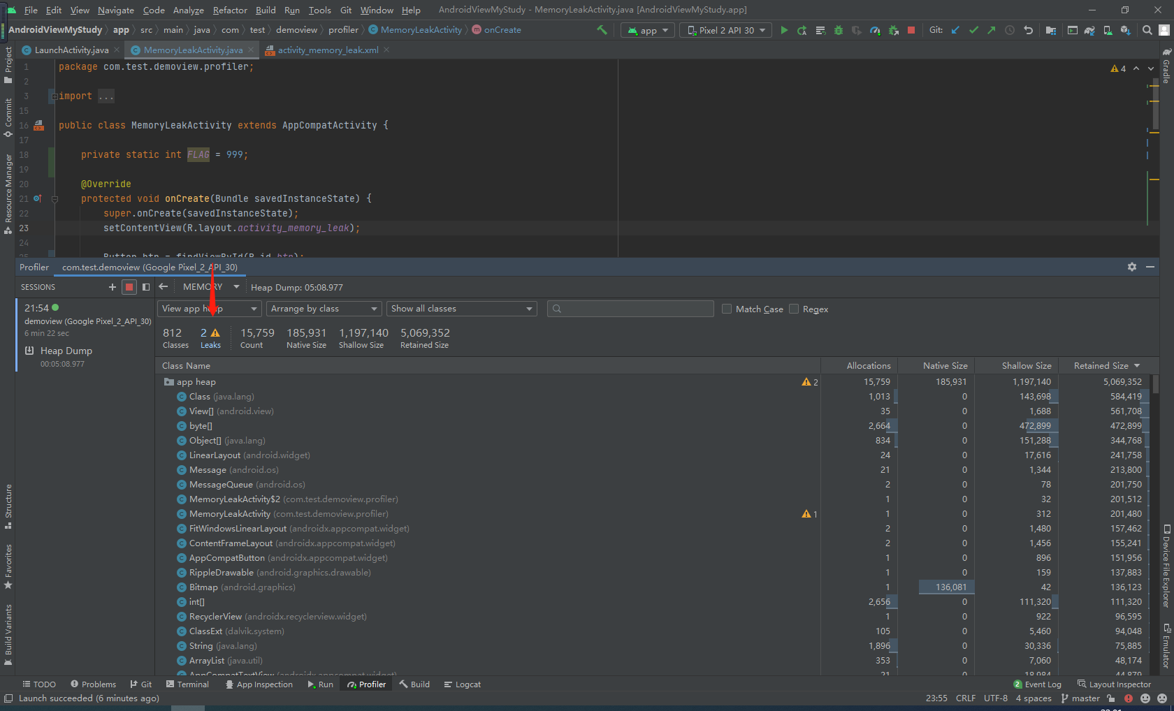 使用Android Studio 查看内存泄漏_as hprof 分析内存泄露-CSDN博客