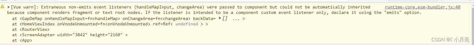 Extraneous non-emits event listeners (XXX) were passed to component but could not be ...