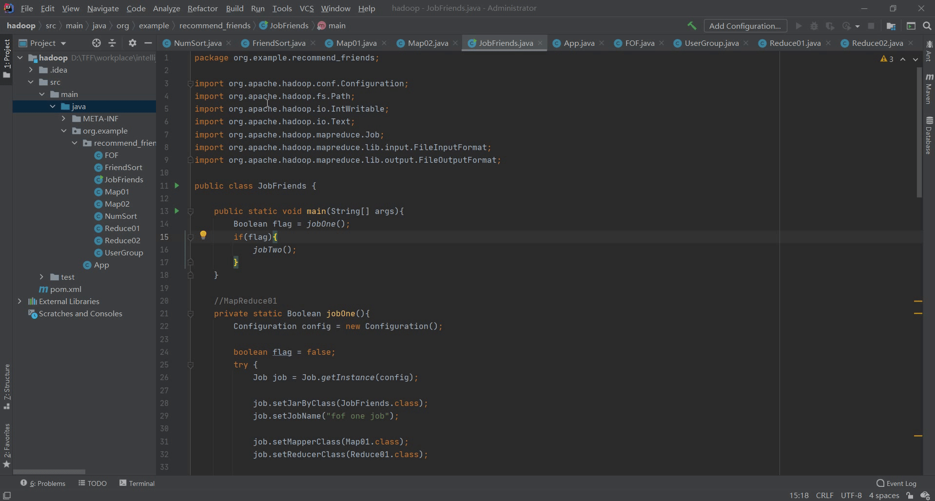 Hadoop2.6.0+Linux Centos7+idea环境下：MapReduce二度好友推荐案例_Phoebe_TANG的博客-CSDN博客_mapreduce二度好友推荐
