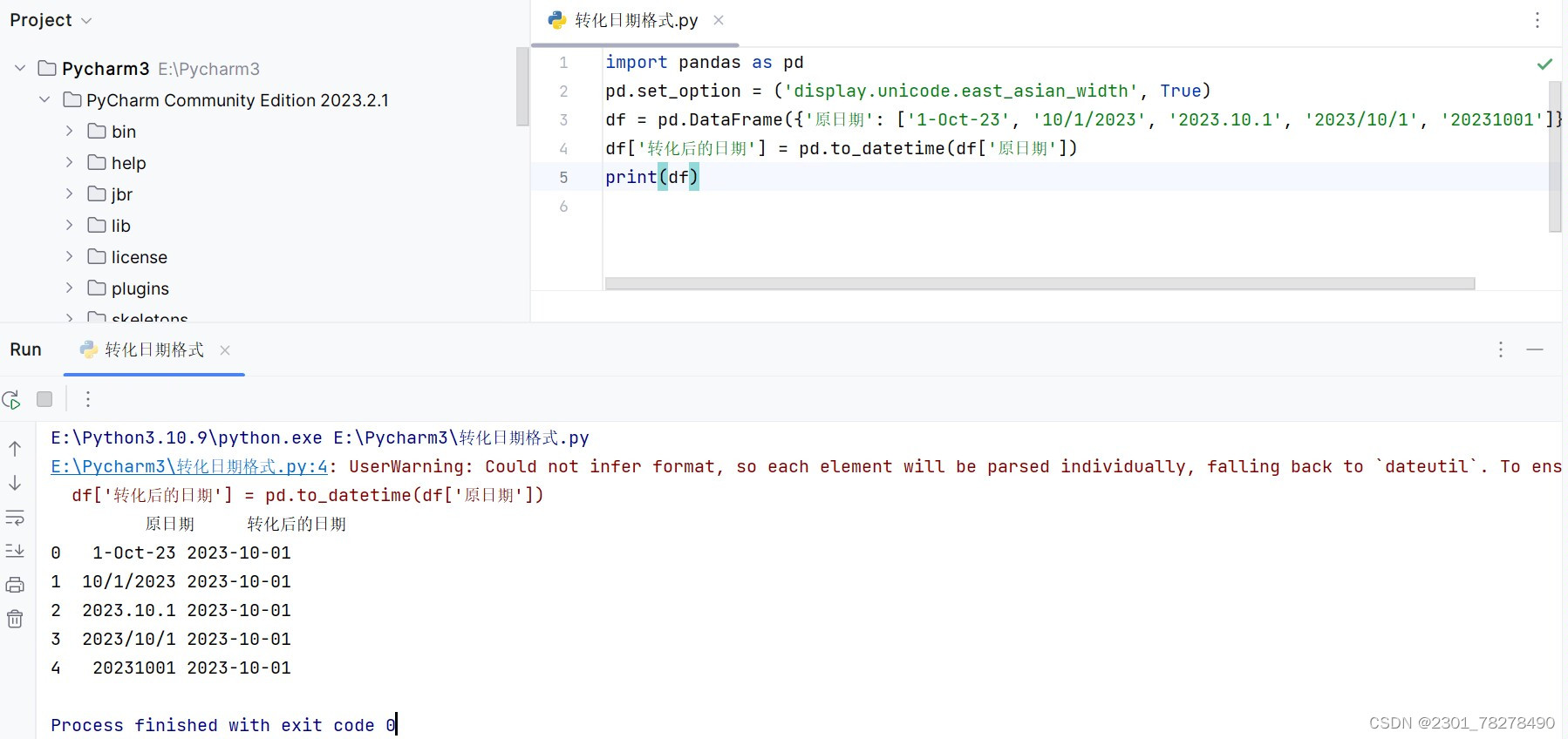 UserWarning: Could not infer format, so each element will be parsed individually, falling back ...