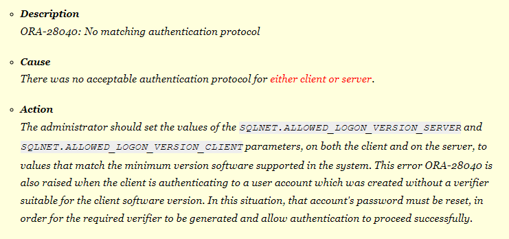 ORA-28040: No matching authentication protocol Oracle 19c_oracle 19cora-28040: no matching ...