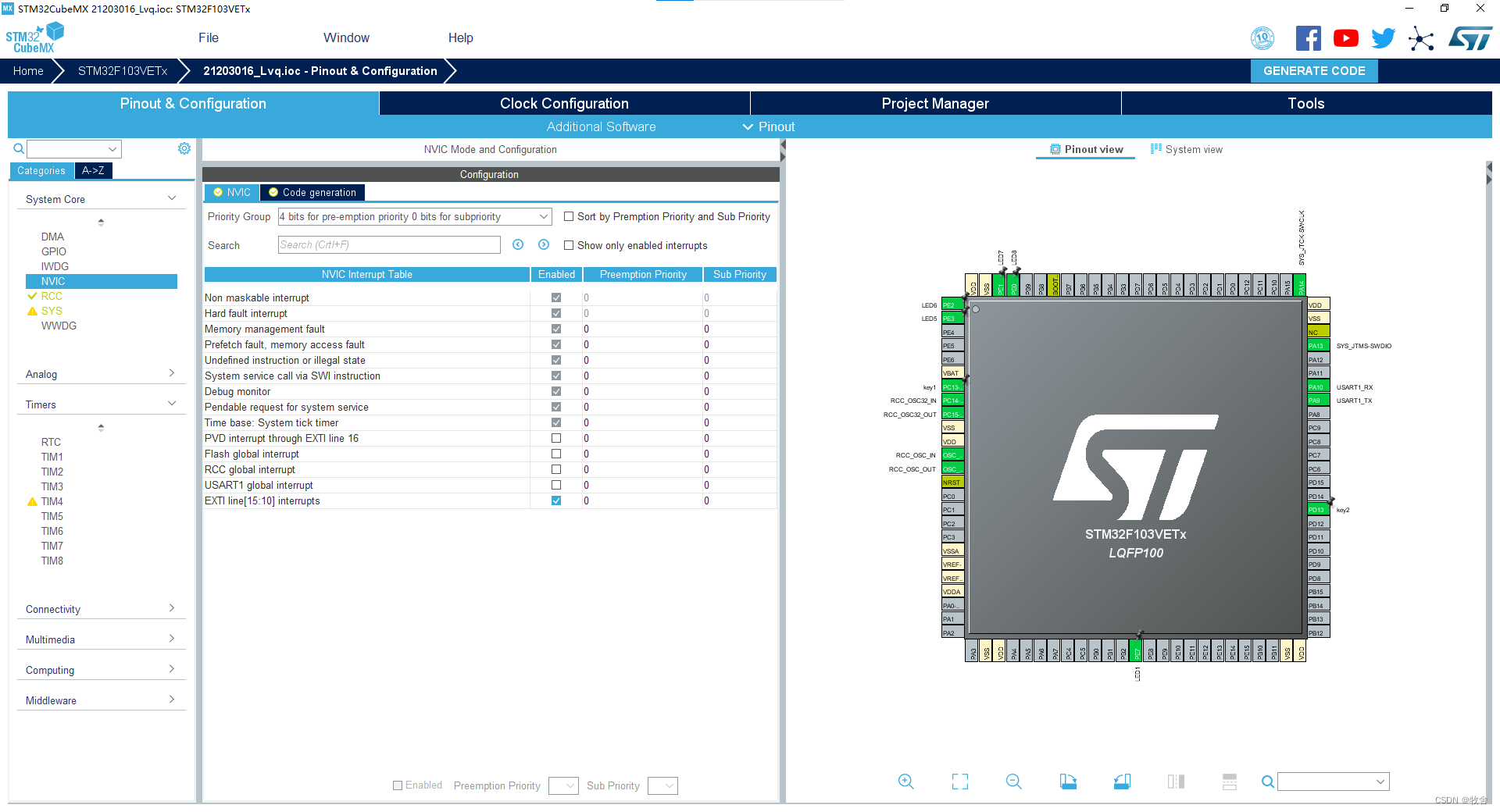 STM32F103VE 用按键控制小灯并用串口发送状态-CSDN博客