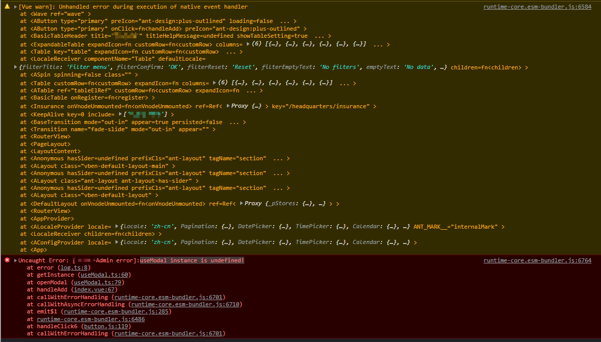Vue3出现：[xxx error]:useModal instance is undefined_usemodal instance is undefined!-CSDN博客