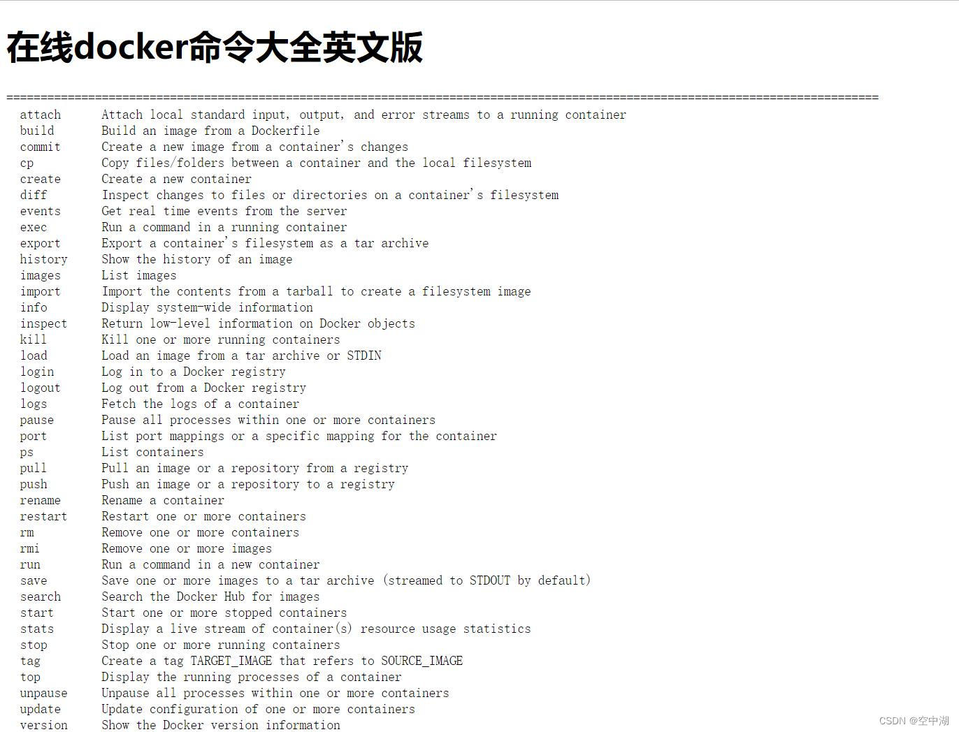 Docker命令大全英文版在线手册 Docker使用指南文档英文 Csdn博客