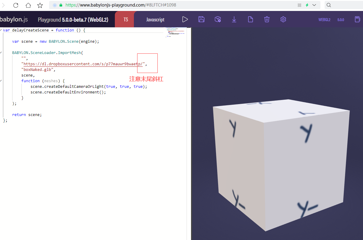 Babylonjs Playground中动态加载自己的glb gltf模型（github、dropbox）_babylonjs 加载glb-CSDN博客