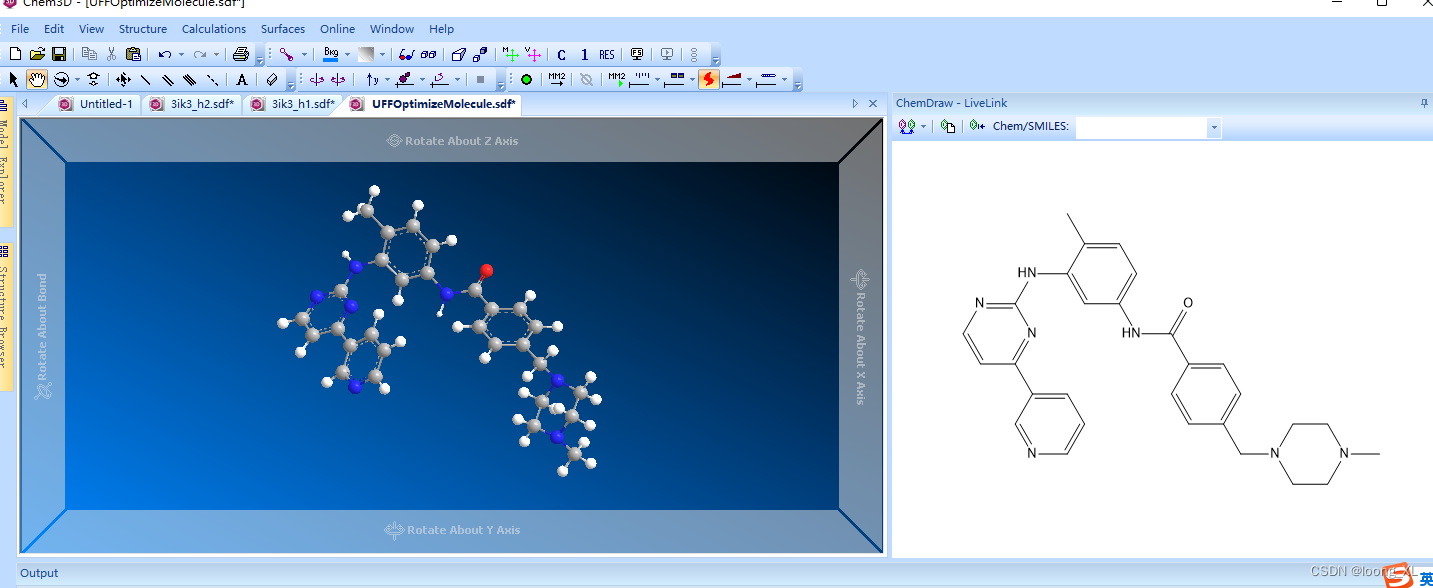 rdkit 力场优化UFFOptimizeMolecule、MMFFOptimizeMolecule；chem3D 3D分子生成；获取分子坐标对象_valueerror: bad ...