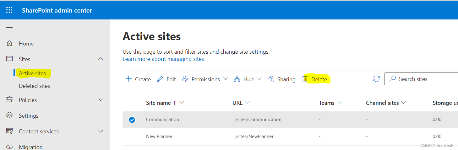 Microsoft 365 - 如何删除SharePoint Online Site Collection_如何删除sharepoint中的site-CSDN博客