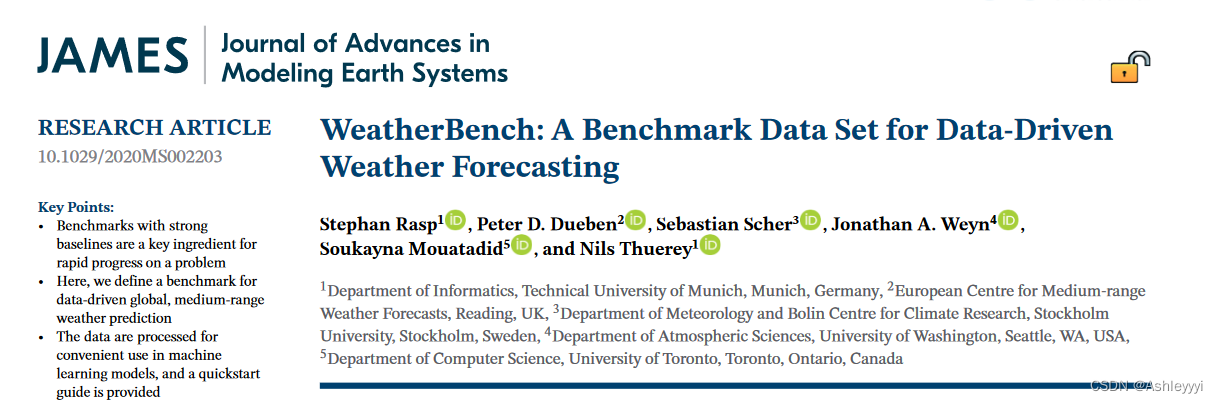 论文阅读：WeatherBench: A Benchmark Data Set for Data-Driven Weather ...
