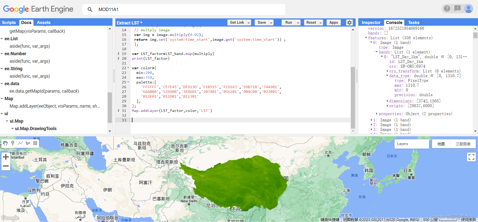 【GEE学习日记】加载LST影像集并裁剪（按掩膜提取）_gee按区域裁剪数据-CSDN博客