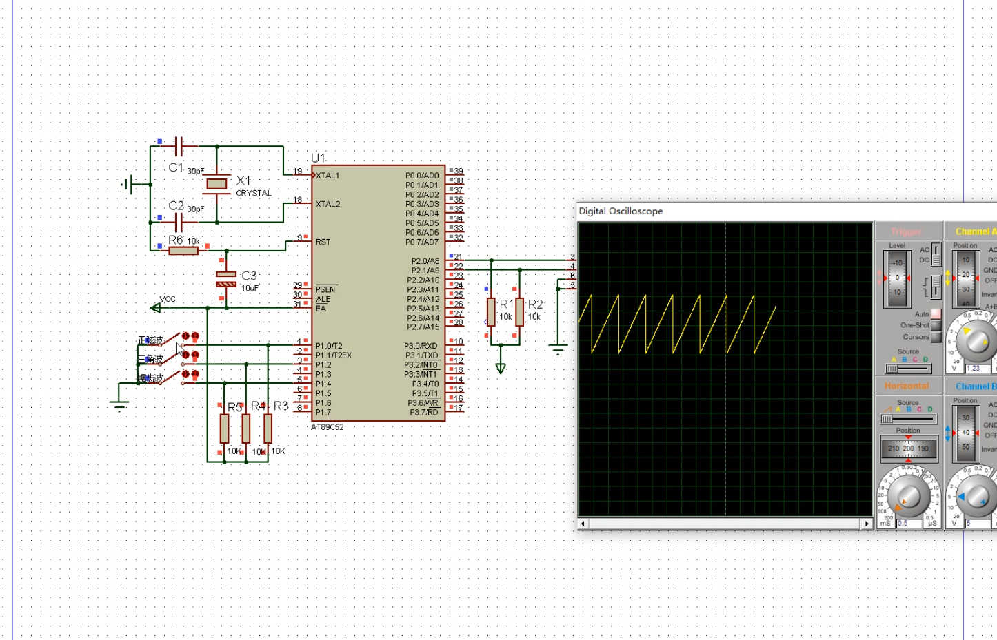 基于51单片机MAX517四种波形发生器proteus仿真_proteus中正弦波发生电路-CSDN博客