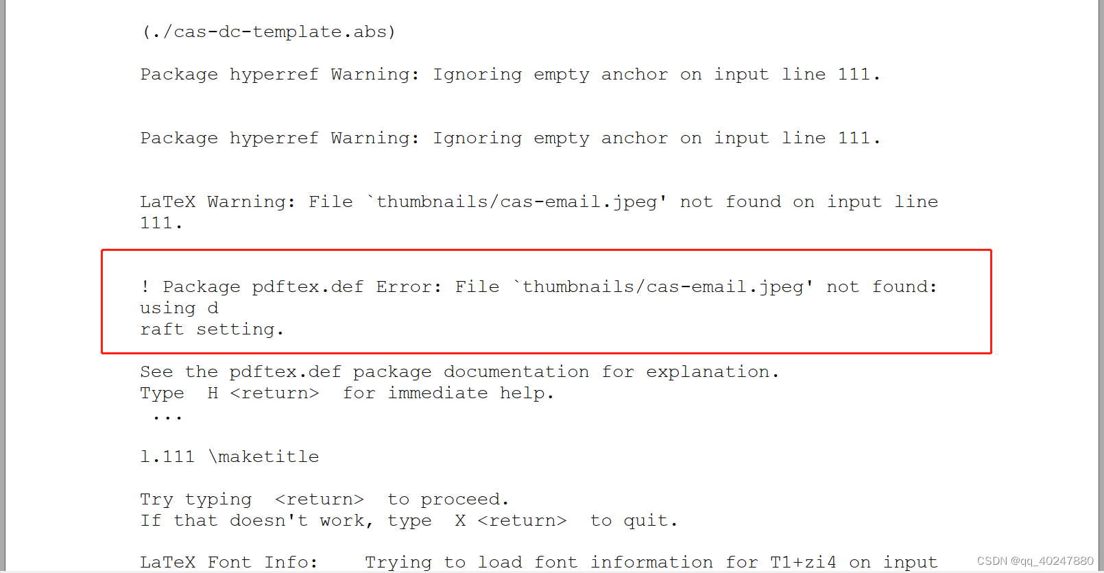Elsevier latex 提交文章 pdftex.def Error: File `thumbnails/cas-email.jpeg‘ not found: using draf ...