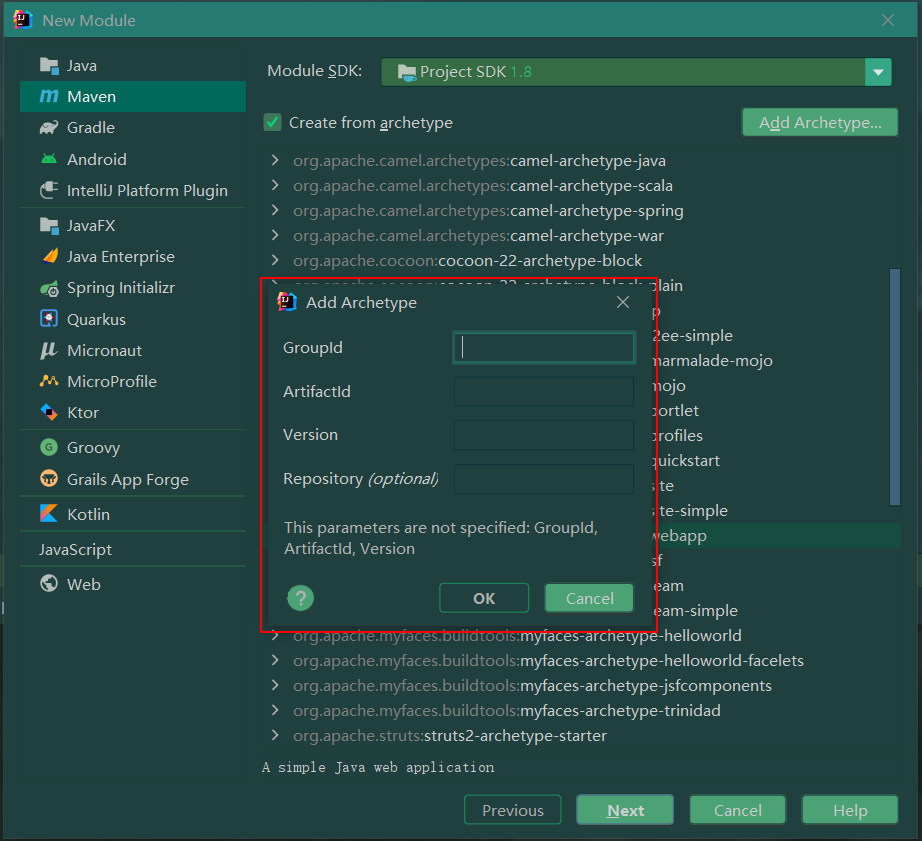 IntelliJ IDEA2021创建maven web项目或maven web模块_idea maven archetype怎么填-CSDN博客