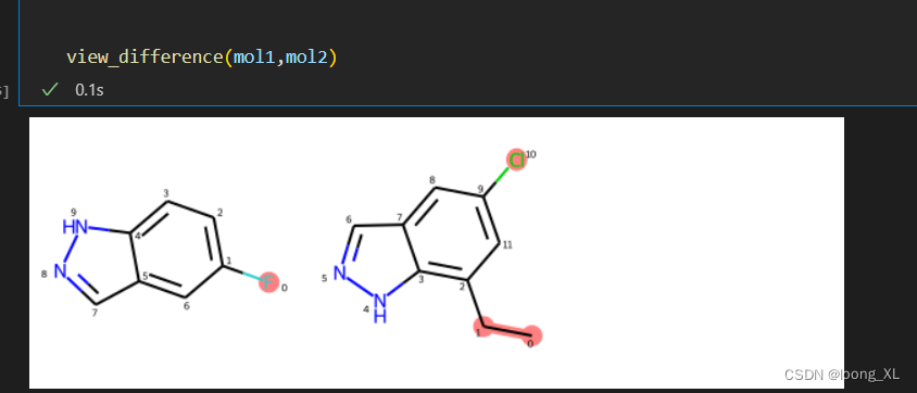 rdkit GetAtoms获取化合物每个位置的索引、GetAtomWithIdx；rdkit FindMCS大公共相同结构 找不同化合物之间的差异_rdkit 分子显示索引_loong_XL ...