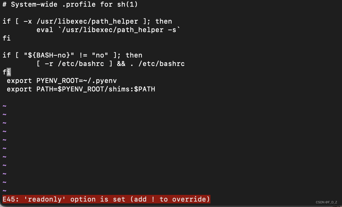 【vim】vim编辑器报错E45:‘readonly‘ option is set(add ! to override)或E505:xxx is read-only无法保存配置文件解决办法（亲 ...