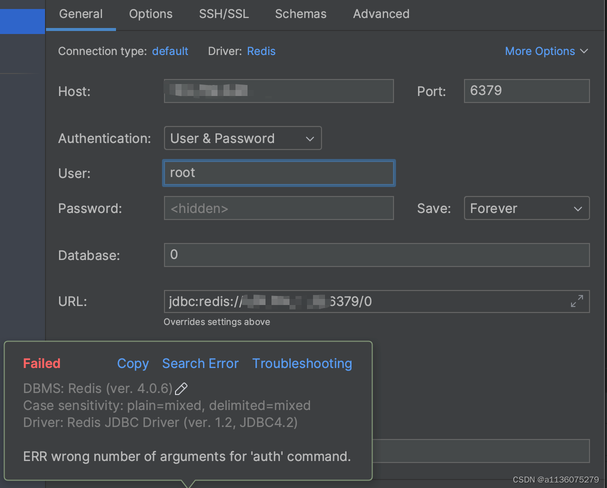 Datagrip 链接 Redis 出现 Dbms Redis Ver 406case Sensitivity Plainmixed Delimited