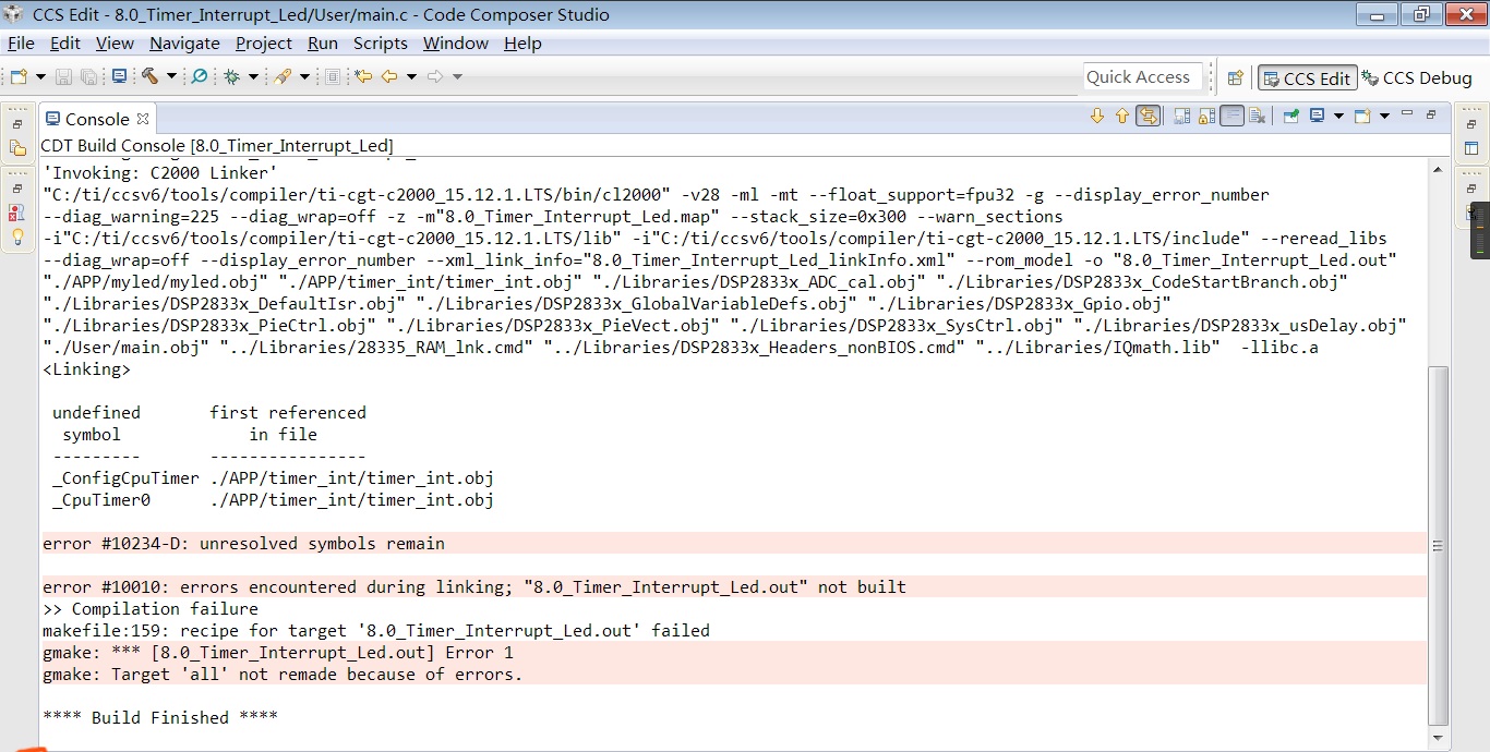 CCS编写F28335定时器0测试程序报错unresolved symbols remain error解决方法-CSDN博客