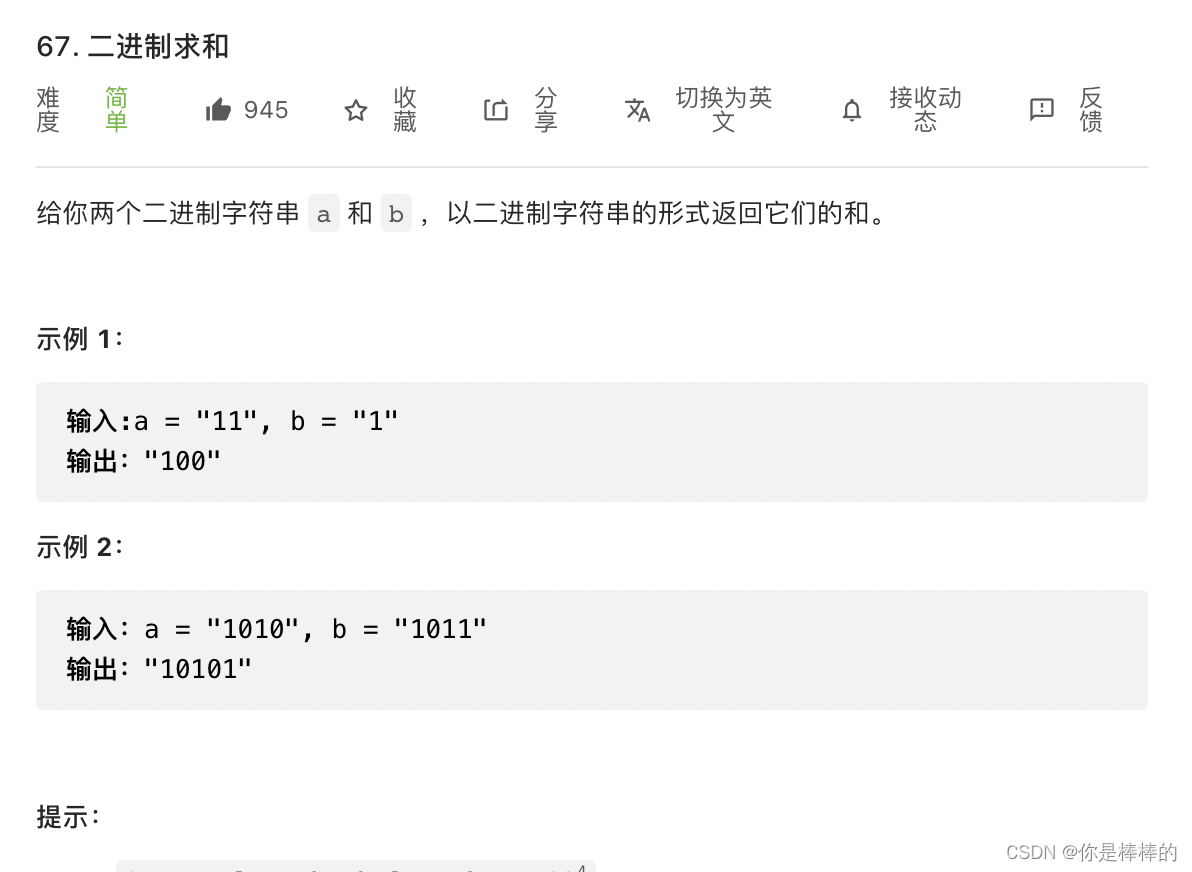 Day11二进制求和 Csdn博客