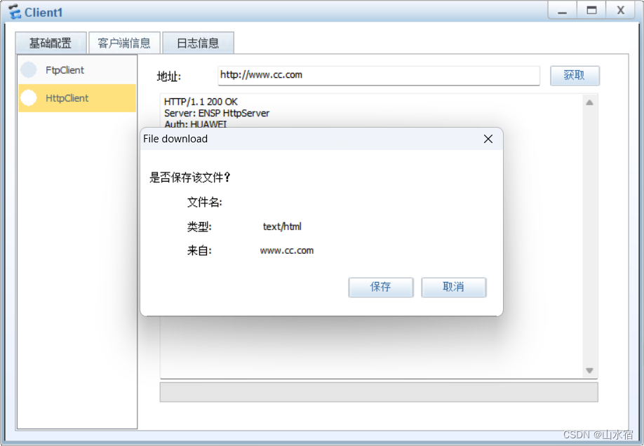 ensp基础配置--建立简单的http端，DNS端，Client端，且能够在Client利用域名访问http端_ensp中client和server的配置-CSDN博客