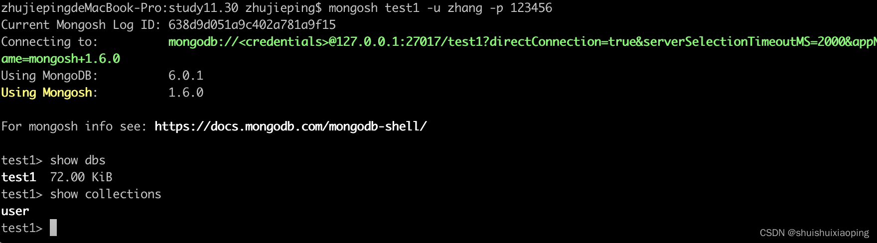 mac mongodb6.x命令行增删改查的使用_mac 安装好mongodb 并启动后 怎么在命令行 操作数据-CSDN博客