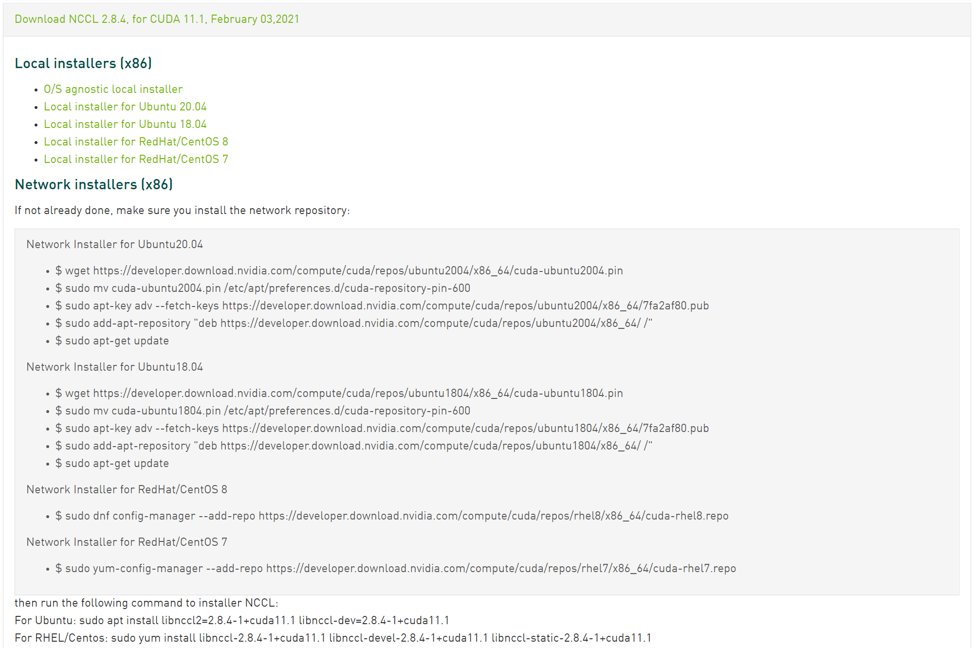 Ubuntu下安装NCCL【运行百度的paddle多卡训练需要依赖NCCL】_nccl ubunbtu20-CSDN博客