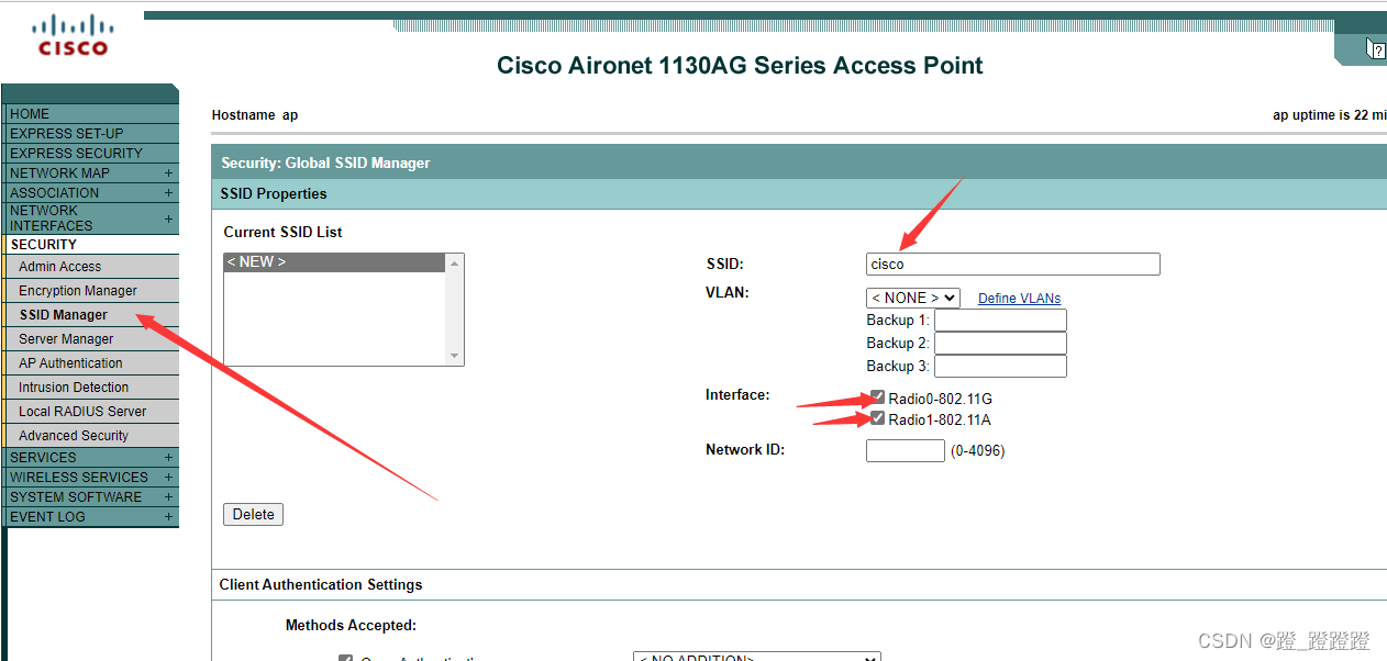 Cisco AIR-LAP1131AG-C-K9 AP-fat配置_cisco air-ap1131ag-c-k9刷机-CSDN博客