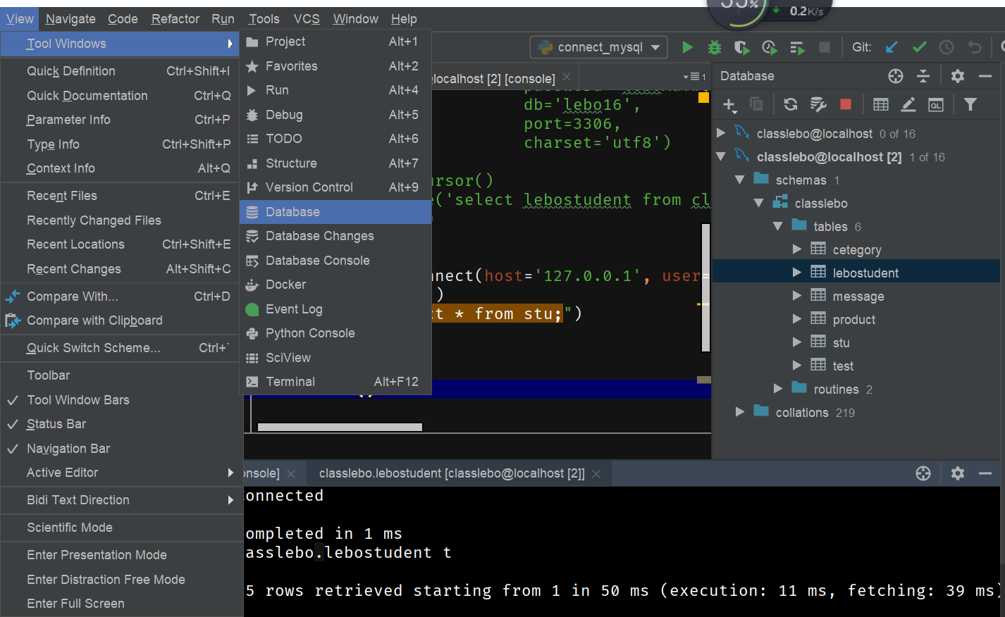 在pycharm中显示数据库表结构_pycharm的数据表在哪儿-CSDN博客