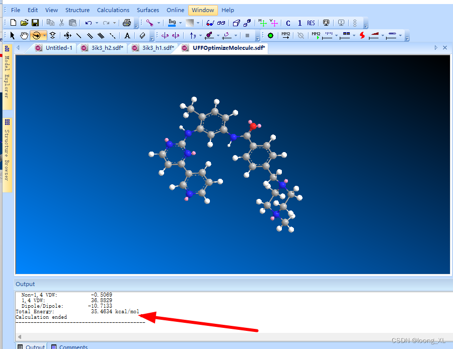 rdkit 力场优化UFFOptimizeMolecule、MMFFOptimizeMolecule；chem3D 3D分子生成；获取分子坐标对象_bad conformer id_loong ...