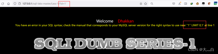 Sql Labs Sql注入平台 第1关less 1 Get Error Based Single Quotes String基于错误的get单引号字符型注入sqli