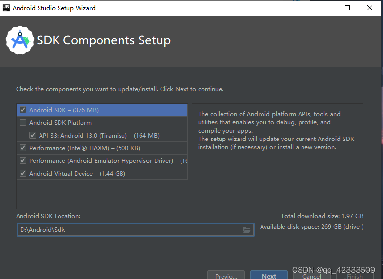 AndroidStudio安装SDK时ComponentSetup无法勾选SDK（公司内网环境下）_sdk components setup无法勾选 sdk-CSDN博客